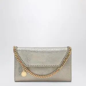 Stella McCartney Falabella Chain Wallet In Metallic Pyrite - Silver