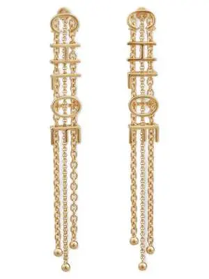 Chloé Lettering' Pendant Earrings - Gold
