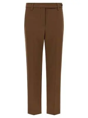 Brunello Cucinelli Monile Cotton Cropped Trousers - Brown