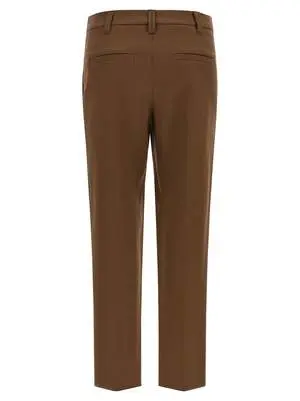 Brunello Cucinelli Monile Cotton Cropped Trousers - Brown