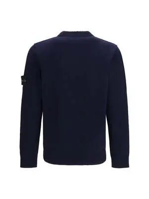 Stone Island Sweater Crewneck With Logo Patch On The Sleeve - Black