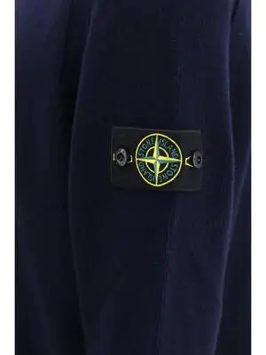 Stone Island Sweater Crewneck With Logo Patch On The Sleeve - Black