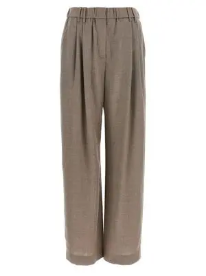 Brunello Cucinelli Light Pleated Trousers - White