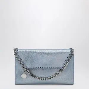 Stella McCartney Stella Mccartney Falabella Chain Wallet In Metallic Denim Women Blue