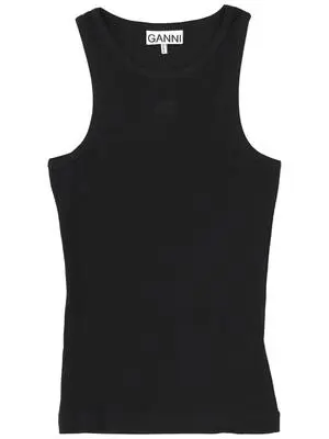 GANNI Tops With Logo - Black