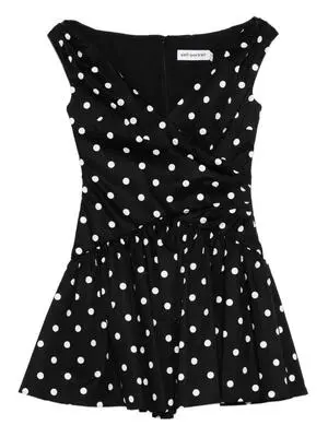 SELF-PORTRAIT Polka-dot V-neck Mini Dress - Black