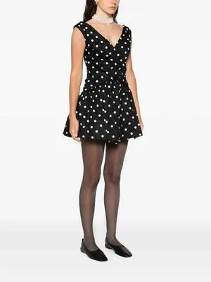 SELF-PORTRAIT Polka-dot V-neck Mini Dress