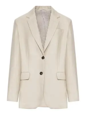 Brunello Cucinelli Single-breasted Tailored Linen Jacket - Multicolor