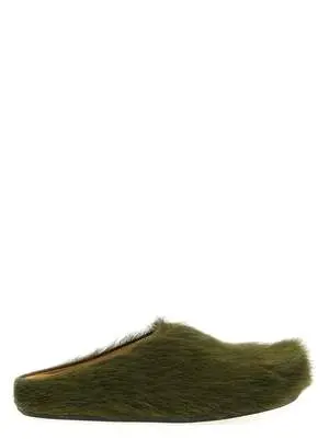 Marni Long-haired Calf Leather Sabots - Green