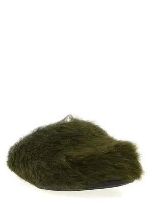 Marni Long-haired Calf Leather Sabots - Green