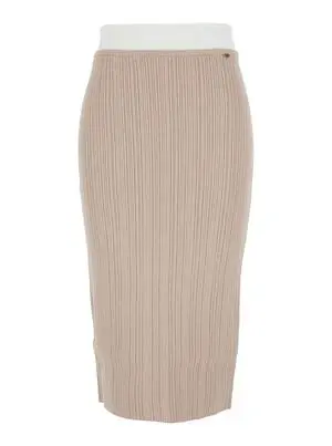 DIESEL® M-zinia' Dress With Contrast Waist And Logo Plate On The Front In Viscose Blend Pink - Multicolor