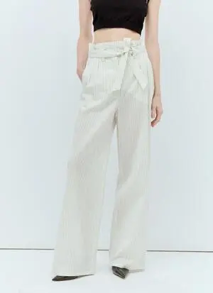 Max Mara Pinstriped Canvas Pants - White