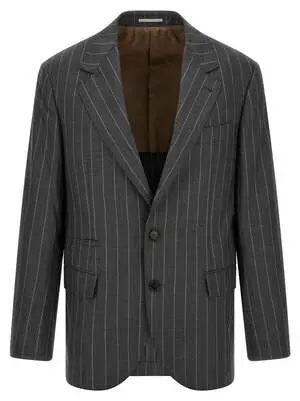 Brunello Cucinelli Pinstripe Blazer - Gray