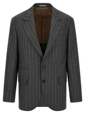 Brunello Cucinelli Pinstripe Blazer - Gray