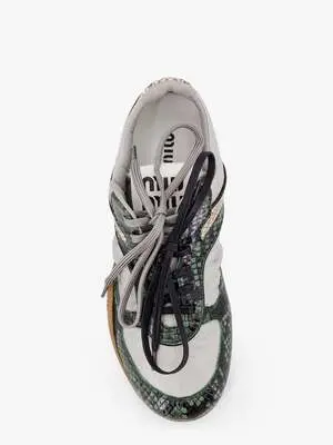 Miu Miu Gymnasium Technical Fabric And Python-print Aisley Sneakers