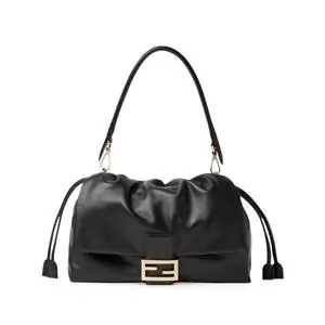 Fendi Nappa Leather Shoulder Bag - Black
