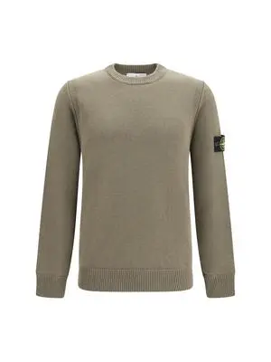 Stone Island Sweater Crewneck With Logo Patch On The Sleeve - Green