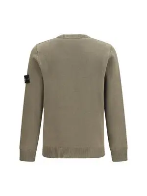 Stone Island Sweater Crewneck With Logo Patch On The Sleeve - Green