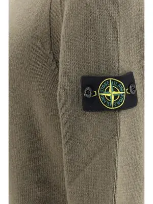 Stone Island Sweater Crewneck With Logo Patch On The Sleeve - Green