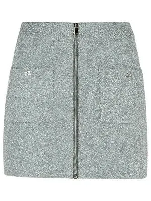 GANNI Sparkle' Wool Blend Miniskirt - Silver