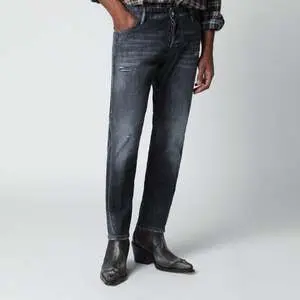 Dsquared2 Slim Washed Jeans With Distressed Details - Black