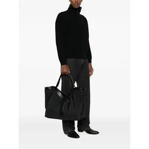 Saint Laurent Calfskin Trim Tote Bag - Black