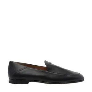 TOD'S Logo Leather Sabot Loafers - Black