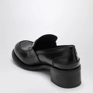 Miu Miu Penny Loafer In Brushed Leather - Black