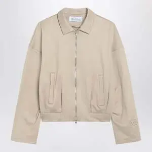 Max Mara Beige Cropped Sweatshirt In Silk Blend - Cream