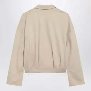 Max Mara Beige Cropped Sweatshirt In Silk Blend