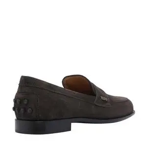TOD'S Logo Suede Loafers - Brown