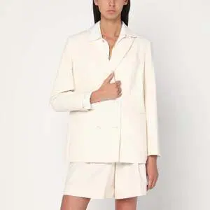 A.p.c. Double-breasted Jacket In Ecru Cotton