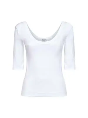 BRUNELLO CUCINELLI Brunello Cucinelli Women White Ribbed Stretch Jersey Monili T-Shirt