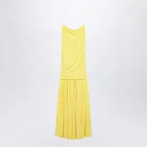Jacquemus Abiha Pleated Midi Dress With Draping - Yellow