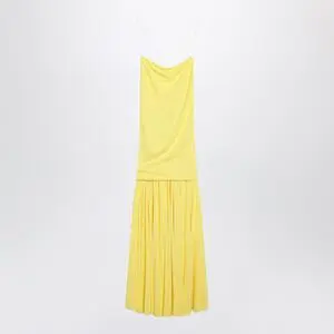 Jacquemus Jacquemus Abiha Pleated Midi Dress With Draping In Yellow Women Yellow