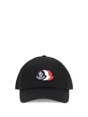 Moncler Baseball Cap With Tricolour Logo - Black