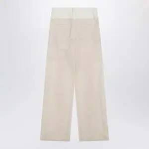 Sportmax Wide-leg Trousers In Ecru Organza Cotton Voile - Cream