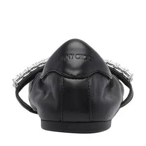 JIMMY CHOO Jade Crystal Embellished Leather Ballerina Flats - Black