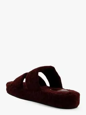 Celine Triomphe Shearling Slides - Red