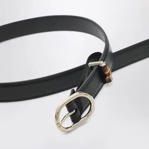 Gucci Leather Belt With Oval Buckle - Black