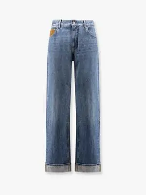Bottega Veneta Wide Leg Jeans With Turn Up - Multicolor