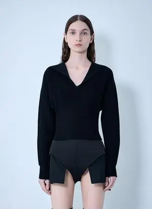 Rick Owens Dracu Cropped V Knit - Black