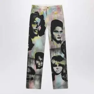 Versace Straight Jeans With The Party Print - Multicolor