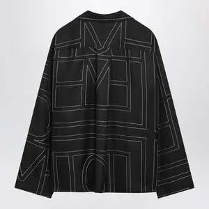 TOTEME Monogram Silk Pajama Shirt - Black