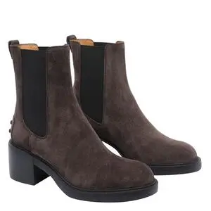 TOD'S Suede Pump Booties - Brown