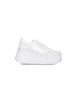 CHLOÉ Chloé Women White Nama Wedge Sneakers