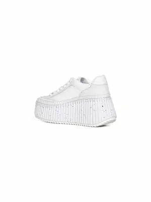Chloé White Nama Wedge Sneakers