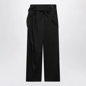 JW Anderson Trousers With Turned-up Waist In Wool - Black