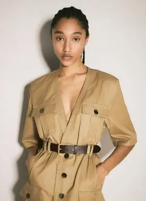Saint Laurent Cotton Gabardine Utility Shirt Dress - Cream