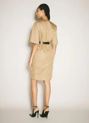 Saint Laurent Cotton Gabardine Utility Shirt Dress - Cream